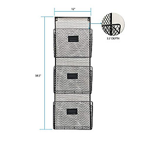 Three Tier Wall File Holder – Durable Black Metal Rack with Spacious Slots for Easy Organization, Mounts on Wall and Door for Office, Home, and Work – by Designstyles