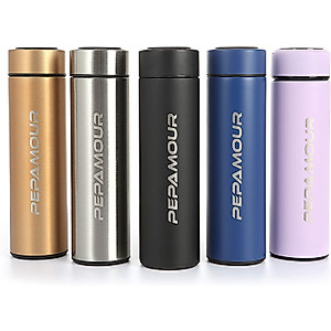 Stainless Steel Thermos, Water Bottle with Smart Temperature Display, Double Wall Insulated Coffee Thermos, BPA-Free, No Smell and Perspiration (Black)