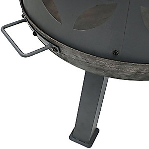 Sunnydaze 26-Inch Cast Iron Retro Fire Pit Bowl with Handles and Spark Screen
