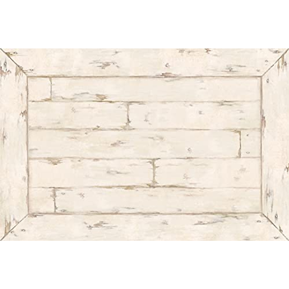 Studio M Floor Flair White Washed Wood Neutral Farmhouse - 2 x 3 Ft Decorative Vinyl Rug - Non-Slip, Waterproof Floor Mat - Easy to Clean, Ultra Low Profile - Printed in The USA