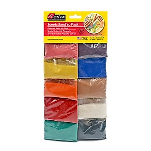 Activa Scenic Colored Sand, Set of 10 1-oz (28g) Packages | Vibrant Rainbow Sand Assortment for Arts & Crafts