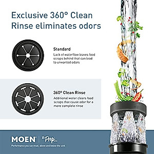 Moen Prep Series Disposer 1/2 Horsepower Continuous Feed Garbage Disposal featuring Fast Track Technology, Power Cord Included, GT50C