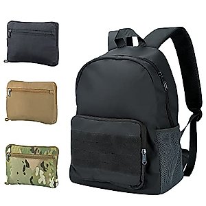 Guayma Small Tactical Foldable Backpack Military Molle Bags Hiking Daypacks For Men&Women Travel Work Outdoors,black