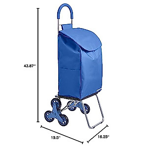 Amazon Basics Folding Stair Climber Shopping Cart Converts into Dolly, 44 inch Handle Height, Blue