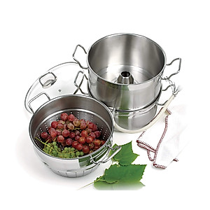 Norpro Stainless Steel Steamer/Juicer, 11qts/10.4L, 4qts/3.8L, 8.5qts/8L, As Shown