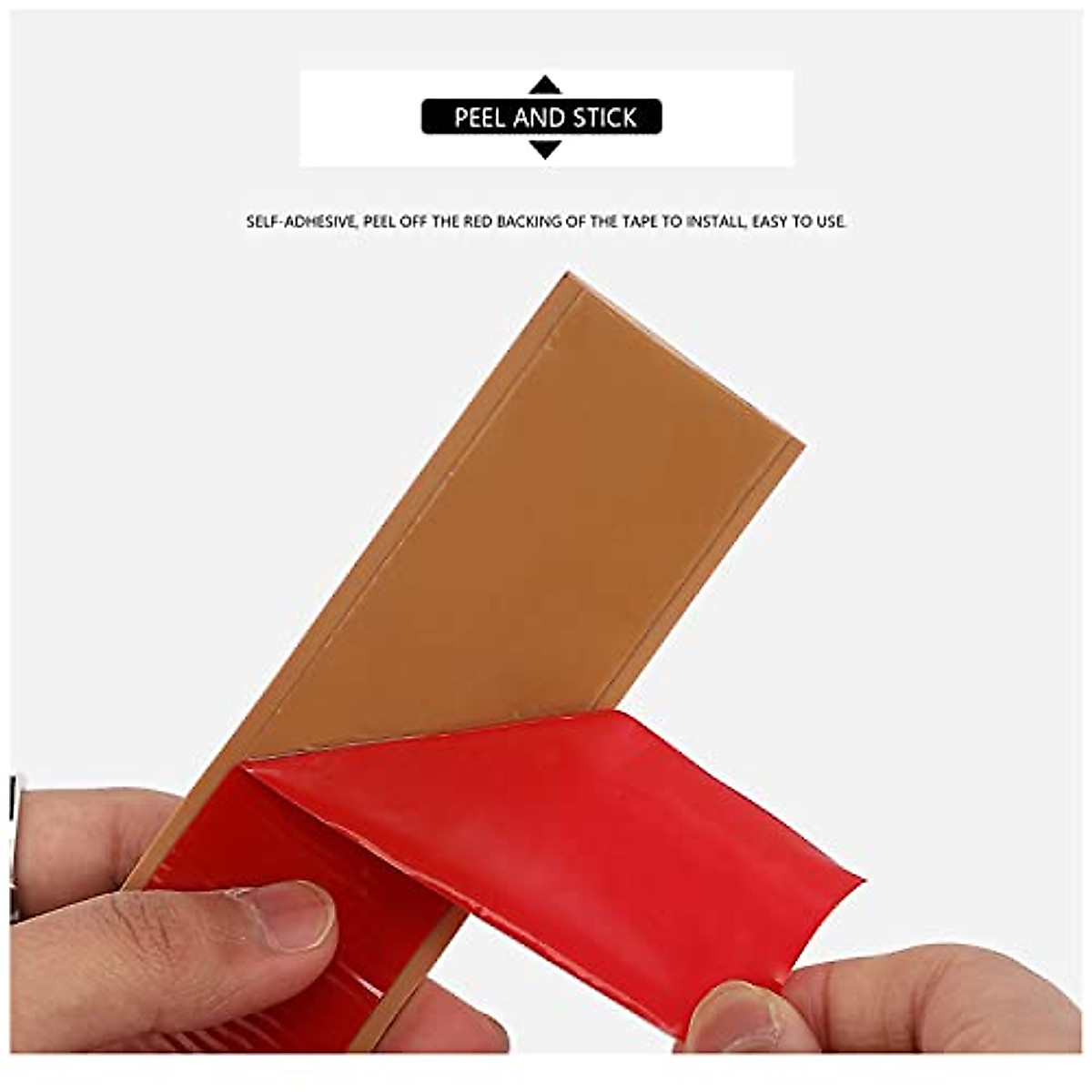 DAILISEN Self Adhesive Vinyl Flat Floor Transition Trim Strip,Wood Floor Gap Cover Strips,for Laminate,Wood to Vinyl,Door,Floor Gap Cover and Joining.Wood Grain,78.7in L x 1.57in W