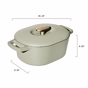 Beautiful 6 Quart Enamel Dutch Oven, (Sage Green) by Drew Barrymore