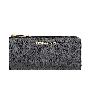 Michael Kors Jet Set Travel Jet Set Travel Large Logo Quarter-Zip Wallet (Black)