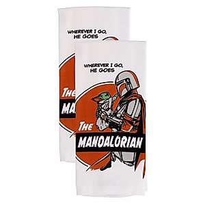 Disney Star Wars The Mandalorian 100% Cotton Kitchen Towels – Set of 2 Towels – Perfect for Drying Dishes and Hands – Machine Washable Kitchen Towel Set – 16" x 26" – Wherever He Goes, I Go
