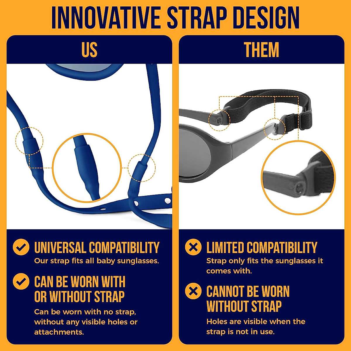 Polarized Baby Sunglasses With Strap - Unbreakable Flexible Infant Sunglasses For Toddlers Newborns 0-24 Months