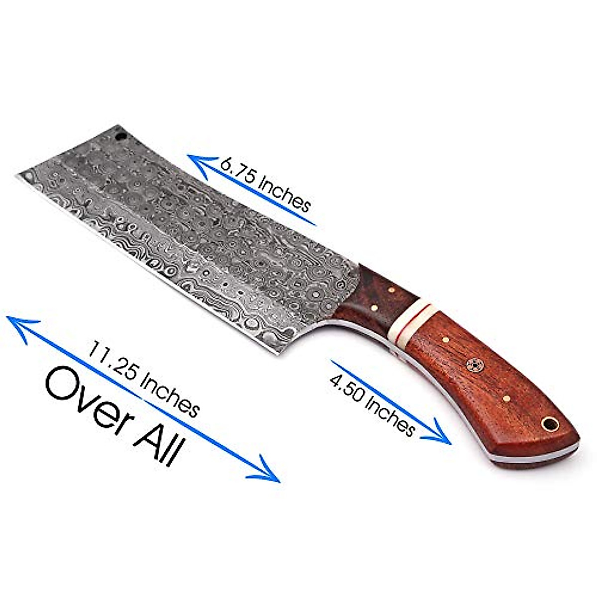 Damascus Meat Cleaver Knife, Damascus Steel Chef Knife & Butcher Knife - Multipurpose Sharp Knife, Vegetable Cleaver & Meat Cleavers, Kitchen Knife for Meat with Rose Wood Handle & Knife Sheath