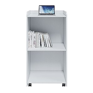 Panana Podium Stand - Hostess Stand with Wheels, Portable Podium Stand Reception Desk with Adjustable Shelf, Pulpits for Churches, Mobile Lectern Podium for Conference, Auditorium, Classroom, White