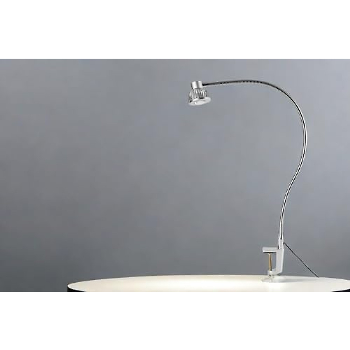 Hersi High Bright 5w 35‘’Long Flexible Arm Desk Lamp Metal Architect LED Task Light with Clamp, Adjustable Folding Twin-Arm Clip-on Table Lamp,Black for Home Office (Silver)