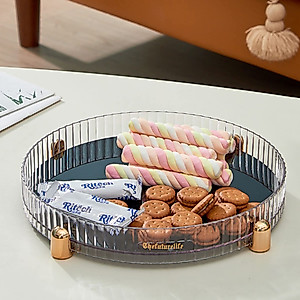 WOWOHA Lazy Susan Cabinet Organizer for Countertop, Spice Rack, Kitchen, Bathroom, Makeup,360 Degree Rotating Turntable Organizer (Gray-Transparent)