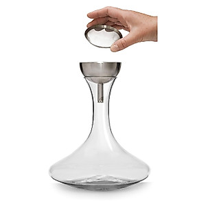 Houdini Wine Decanter with Wine Shower Funnel and Sediment Strainer, Off-White, 10-Inch - ,Glass/Stainless