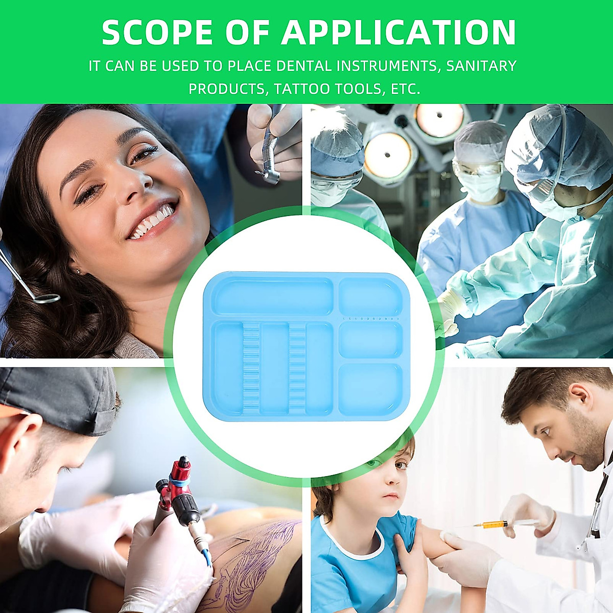 Plastic Dental Trays Instrument Trays Dental Instrument Set Plastic Serving Fruit Storage Trays Dentist Tools Kit Blue Pink Green