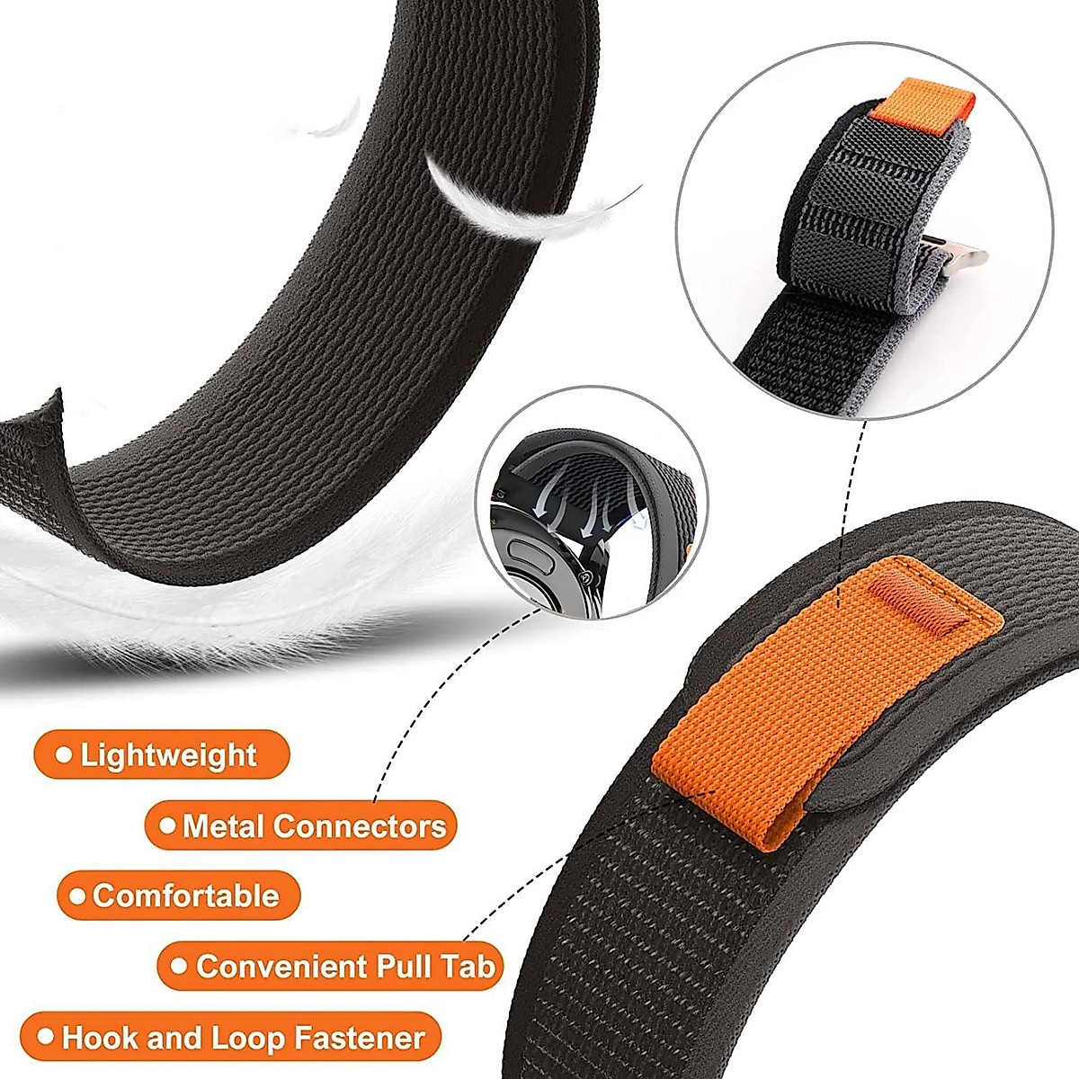 Nylon Sport Band Compatible with Samsung Watch Band 5 Pro/ Galaxy Watch 6 & 5 & 4 & 3 / Watch 6&4 Classic/ Gear S3 & S2/ Active 2 Band, 20mm&22mm watch band for Samsung Watch 47/46/45/44mm 43/42/41/40mm