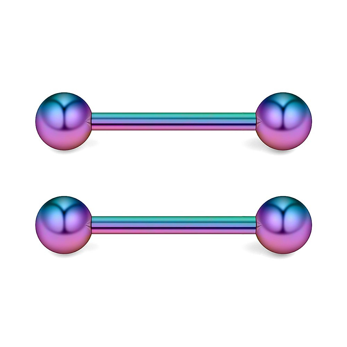 Ruifan Mix Color 316L Stainless Steel Nipple Shield Barbell Ring Bar Body Piercing 16G 16mm 12PCS