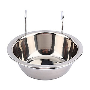 Yosoo Stainless Steel Hanging Pet Cage Bowl Diner Pet Bowl Bird Cat Dog Food Water Bowl with Hanger (Size M)