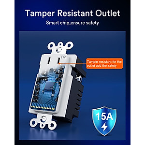 ANGELHALO Smart in-Wall Outlet with 2 Individually Controlled Ports, 2.4 GHz Wi-Fi Electrical Duplex Outlets, Compatible with Alexa,15 Amp, Tamper Resistant Receptacle Plug, No Hub Required, -4 Pack