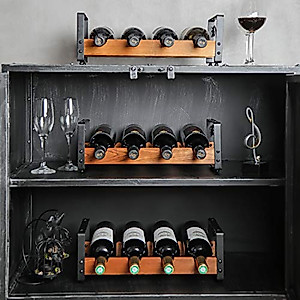 X-cosrack Rustic 3 Tier Stackable Wine Rack Freestanding 12 Bottles Organizer Holder Stand Countertop Liquor Storage Shelf Solid Wood & Iron 17" L x 7.2" W x 16.5" H-Patent Design