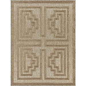 Mark&Day Outdoor Rugs, 8x10 Cassoday Modern Indoor/Outdoor Brown Area Rug, Non Shedding Brown Carpet for Patio, Porch, Deck, Bedroom, Living Room or Kitchen (7'10" x 10')