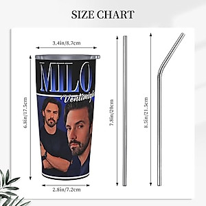 OAEWRE Milo Actors Ventimiglia Stainless Steel Mug Insulated Tumbler Coffee Mugs with Lids and Straw Double Wall Vacuum Cup 20oz