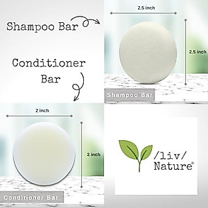 /liv/ Nature Shampoo Bar and Conditioner Set with Travel Case | Volume and Moisture for Dry Hair | Orange, Ylang Ylang, Argan Oil | Made in USA | 2-pk
