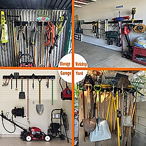 touekeng Garage Storage Tool Organizer,Garage Organization Wall Mount Rack Hanger,Super Heavy Duty Steel Garden Tool Organizer (6Hooks, 2Rails 32 in)