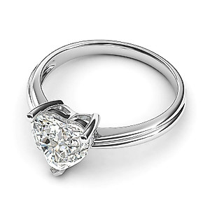 10k White Gold Simulated Heart-shaped Diamond Engagement Ring Raised Shank Promise Bridal Ring (4)