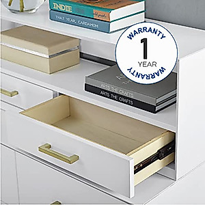 Classic Brands Canton 4 Drawer Wood Dress with 2 Drawer Top Storage Hutch, White