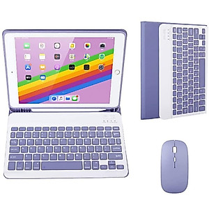 YEEHi Color Keyboard for iPad Mini 5th Generation iPad Mini 4 Keyboard Case with Mouse Cute Detachable Removable Wireless Bluetooth Keyboard Cover for iPad Mini 5 Mini 4 (Purple)