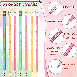 Fumete Inspirational Pencils Colorful Pencil Set Student Gifts from Teacher Bulk Motivational Sayings Pre Sharpened Pencils #2 HB Wood Pencils Classroom Gifts graduation Gifts for Kids (72 Pcs)