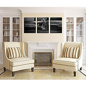3 Panels Mindset is Everything Motivational Canvas Wall Art Inspirational Entrepreneur Quotes Poster Print Artwork Painting Picture for Framed Home Decoration Living Room office bedroom 36''W x 16''H