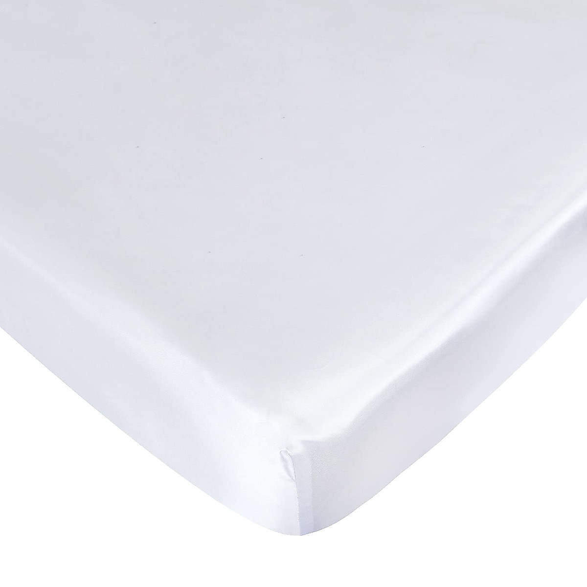 Satin Pack and Play Sheet Fitted, Soft & Silky Portable Playard/Mini Crib Sheets Mattress Cover for Boys and Girls, Compatible with Graco Pack n Play for Baby Hair and Skin, White