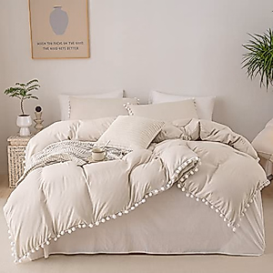 Bedbay Boho Comforter Queen Size Beige Comforter Set Ultra Soft Lightweight Queen Bed Comforter Set 3 Pcs Farmhouse Bedding for All Season(Beige,Queen)
