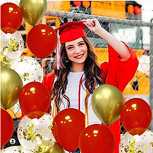 Graduation Decorations Red Gold 2024/Red Gold Graduation Party Decorations 2024 USC/Red Gold Balloons of 30pcs for Birthday Party/Christmas/Picnic Party Red Gold