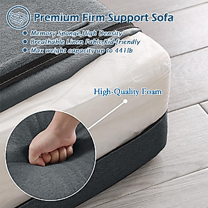 Sectional Sofa for Living Room 76inch Small Space Couches 3 Seater Sofa L shaped Chaise Loveseat Linen Fabric Comfy Couch Chairs with Reversible Ottoman Bench for Home, Apartment, Dorm, Office (Grey)