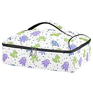 Kcldeci Insulated Thermal Food Carrier Insulated Casserole Carrier for Hot or Cold Food,Turtle Crocodile Octopus Insulated Tote Bag for Potluck Cookouts Parties Picnic,Lasagna Lugger
