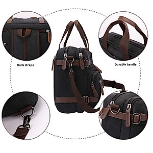 CROCOD 3 in 1 Convertible Laptop Backpack, 17.3 inch Messenger Bag for Men, Multi-Functional Travel Laptop Bag for College Men Women (17.3 Inch, Black)