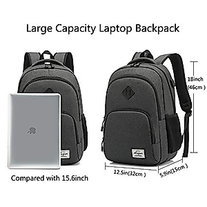 AUGUR Laptop Backpack with Changer Water Resistant Travel Backpacks College Backpack School Bookbag Fit 15.6 Inch Laptop Work Business Backpack for Men(Black)