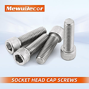 M6-1.0 x 16mm Socket Head Cap Screws Metric, Allen Socket Drive, Stainless Steel 18-8 (304), Full Thread, Bright Finish, Machine Thread, 40 PCS