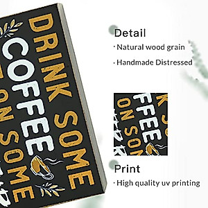 Putuo Decor Drink Some Coffee Put on Some Gangster Rap and Handle It Box Sign, Funny Decorative Office Decor for Kitchen, Work, Desk, 4.7 x 5.9 Inches