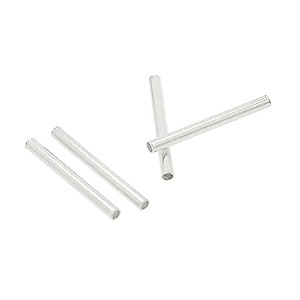 Baosity 50x 20x2mm Smooth Long Straight Tube Noodle Bead Jewelry Making - Silver White