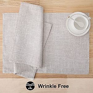 homing Neutral Beige Cloth Placemats Set of 6 – Cotton Linen Blend Washable Farmhouse Dining Table Mats for Indoors & Outdoors, Easy to Clean, 13 x 19 Inch