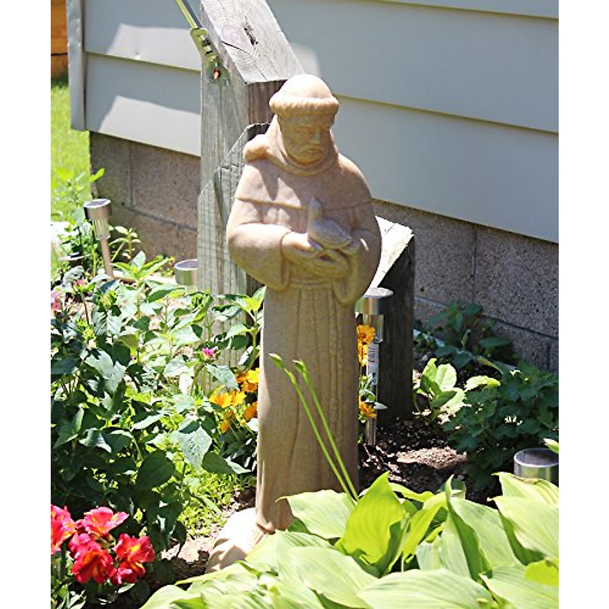 EMSCO Group Saint Francis Statue – Natural Sandstone Appearance – Made of Resin – Lightweight – 29” Height