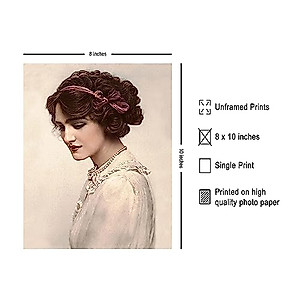 Poster Master Vintage Photograph Poster - Retro Portrait Print - 8x10 UNFRAMED Wall Art - Gift for Artist, Friend - Lily Elsie, English Actress, Beautiful Woman, Fashion - Wall Decor for Home, Office