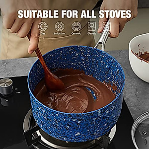 HLAFRG Nonstick Cookware Set Pots Pans and Cooking Utensils, 12 Piece Set, PFOA Free, Blue Granite