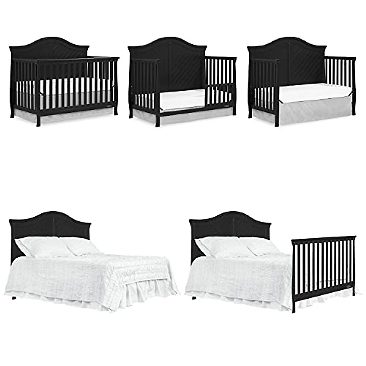 Dream On Me Kaylin 5-in-1 Convertible Crib in Black, Greenguard Gold Certified , 56x31x47 Inch (Pack of 1)