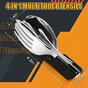 UMEINAC TECH Camping Utensils, 4 in 1 Travel Utensil Set Camping Fork Spoon Knife Set Camp Backpacking Utensils Folding Cutlery Set for Camping Hiking